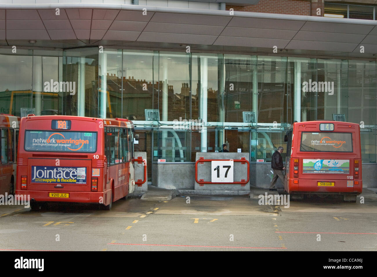 Two buses parked up at Warrington Bus Station Warrington Cheshire ...