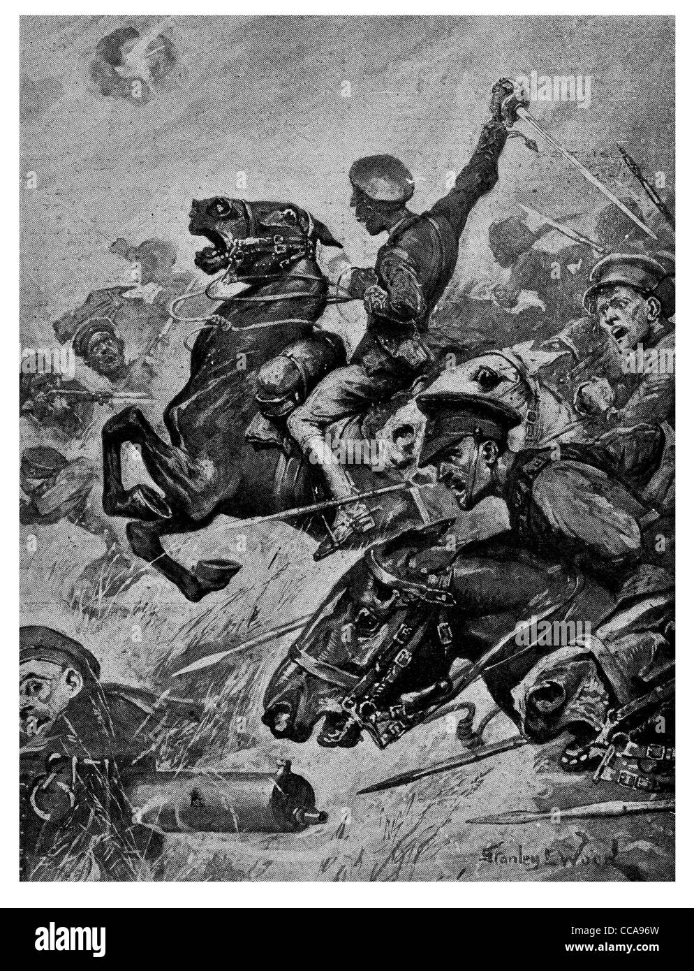 1916 Dragoon Guards Deccan Horse charge German position under machine ...