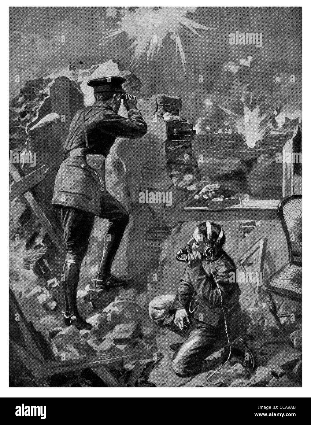 1915 telephone battery commander direct fire dug-out artillery fire ...