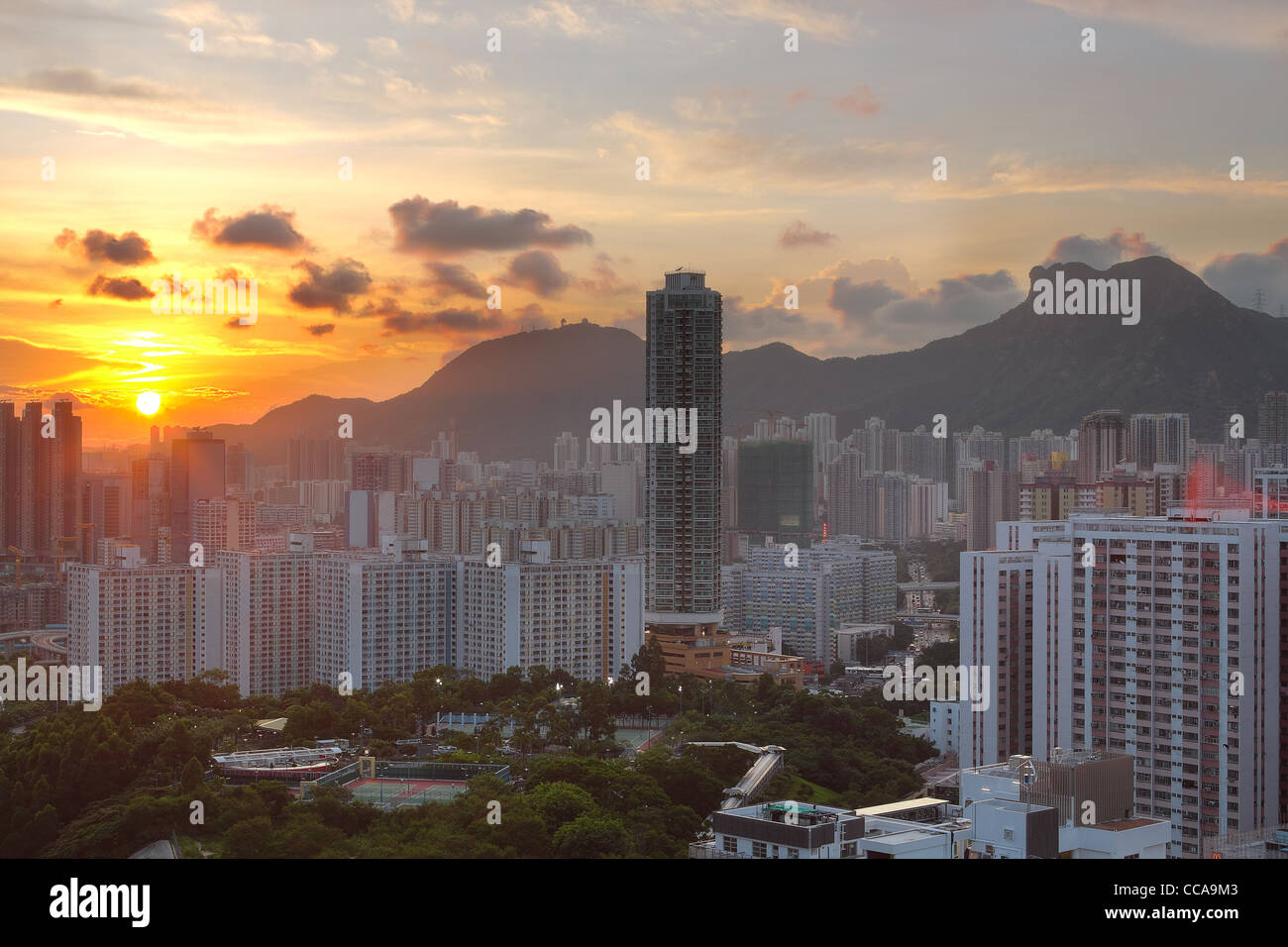 sunset in city Stock Photo - Alamy