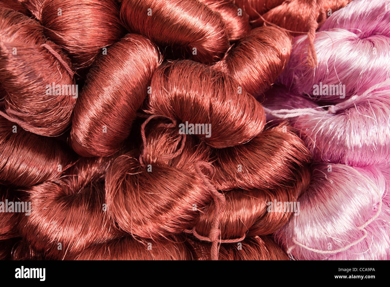 Close-up of yarn colored by nature colors ready for sale Stock Photo ...