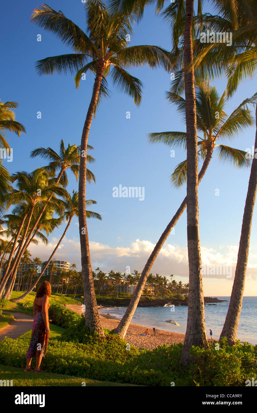 A visitor at Ulua Beach, Wailea, Maui, Hawaii. (model released Stock ...