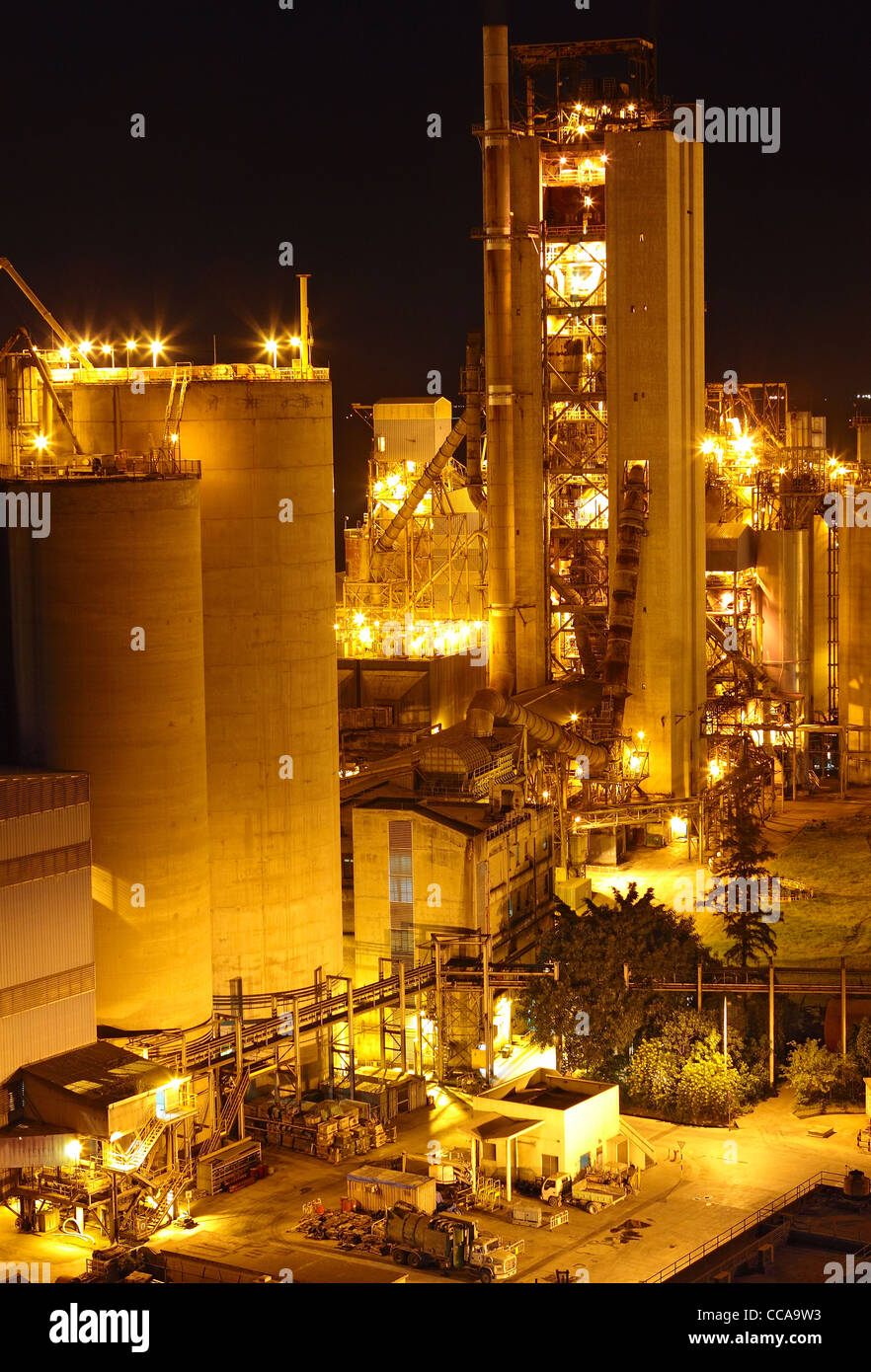 Cement Plant at night Stock Photo - Alamy