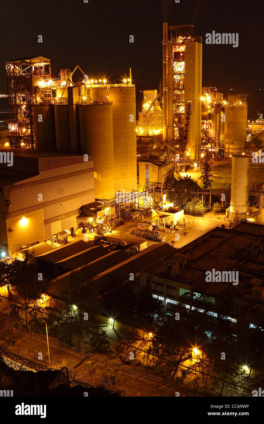Cement Plant at night Stock Photo - Alamy