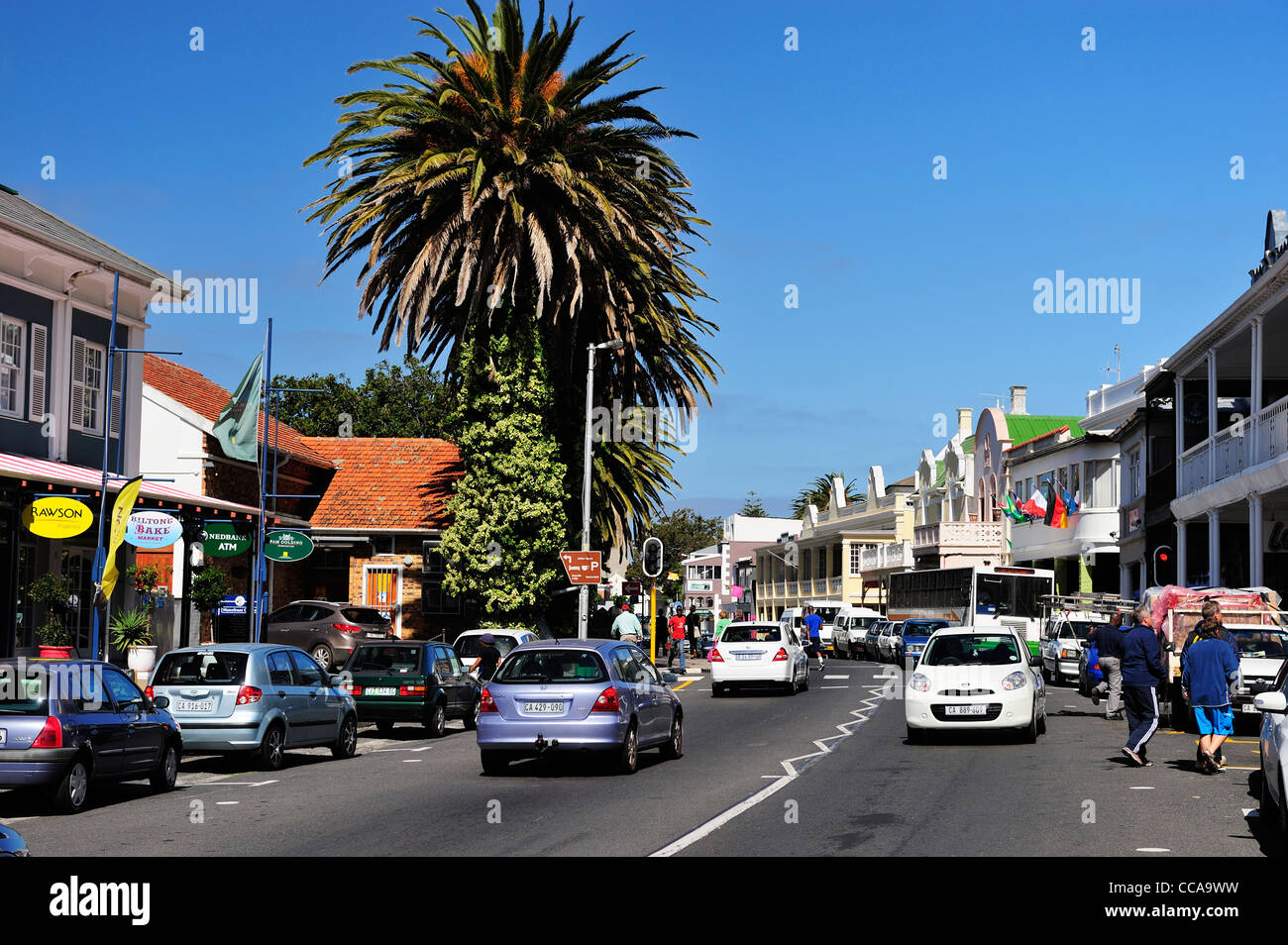 Main street in Simon's Town on Cape Peninsula, Western Cape, South ...