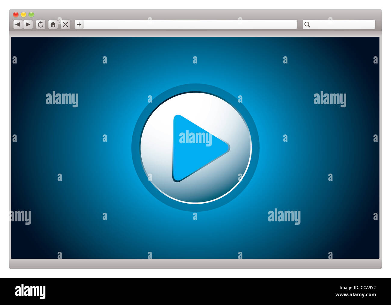 Web internet computer browser with video play button Stock Photo - Alamy