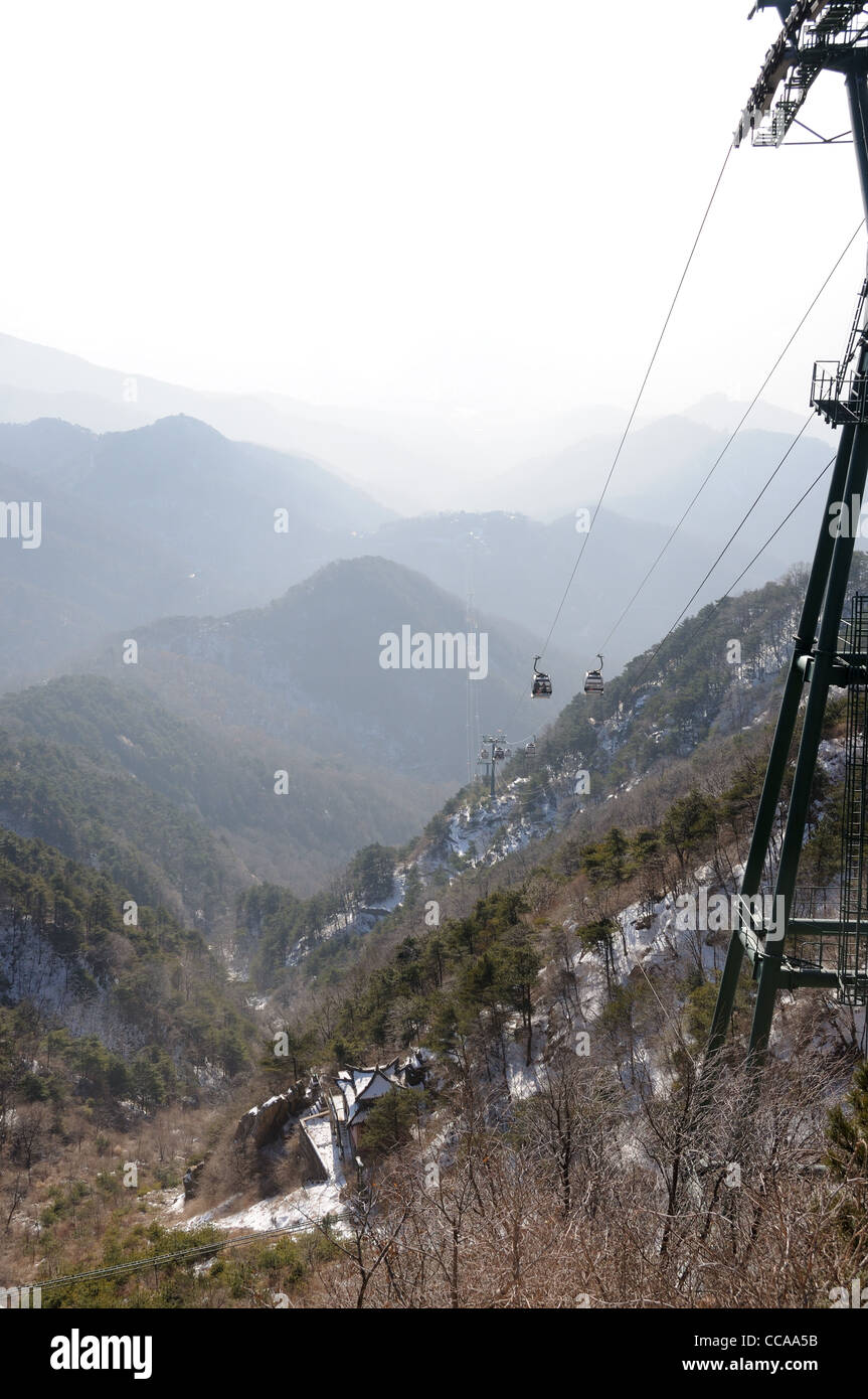 Cable car up Mount Tai Stock Photo - Alamy