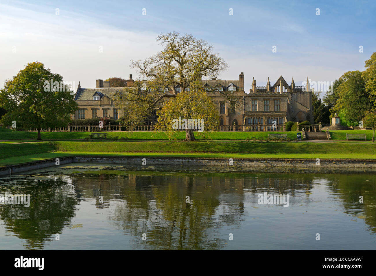 Newstead Abbey, Nottinghamshire. The Great Garden in autumn. Newstead ...