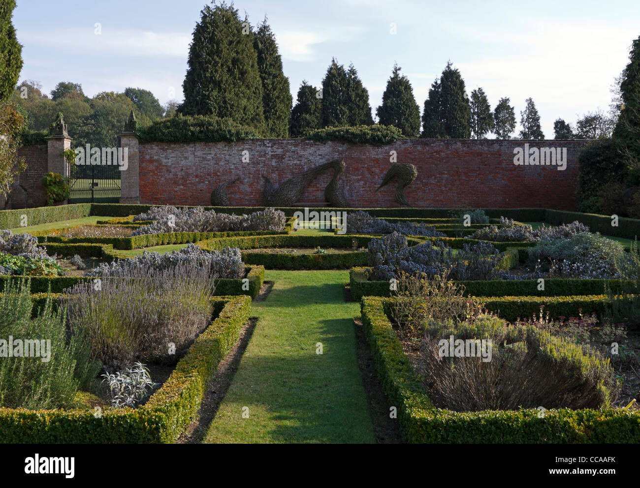 Newstead Abbey, Nottinghamshire. The Small Walled Garden in autumn ...