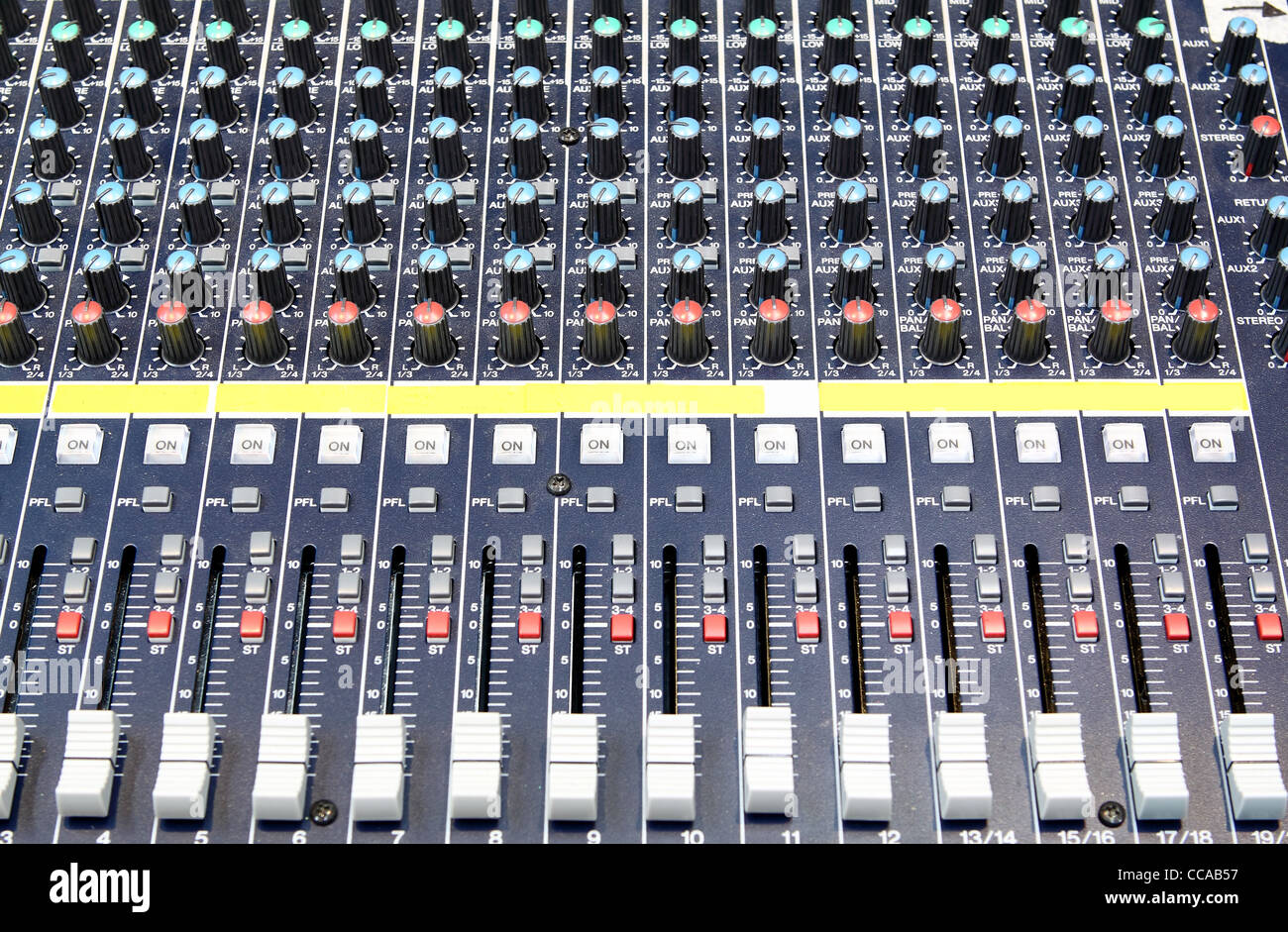 buttons equipment in audio recording studio Stock Photo - Alamy