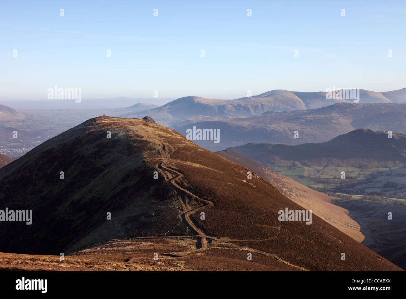 The Summit of Causey Pike and the View NE towards the Dodds/Helvellyn ...