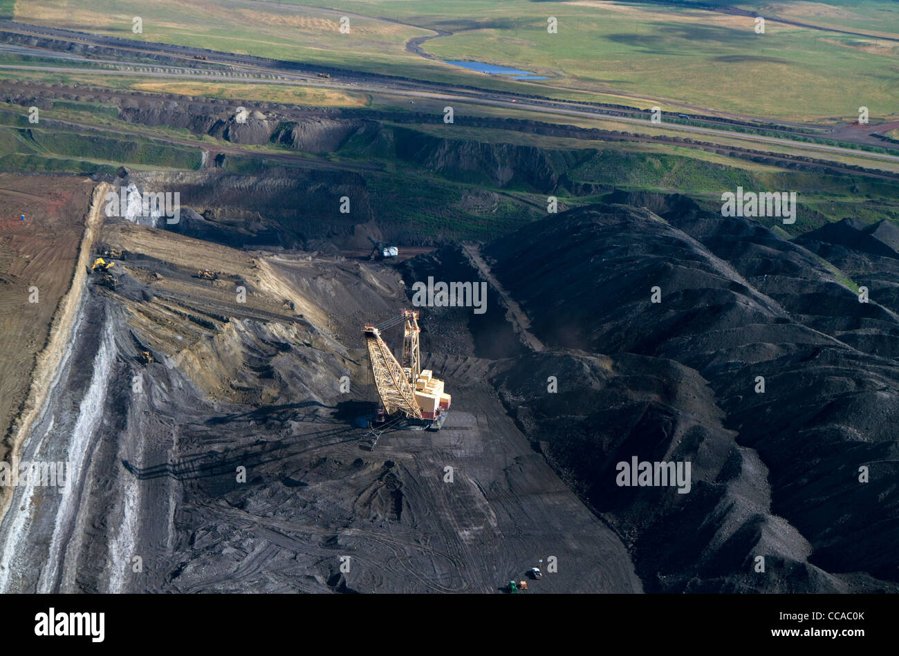 Aerial view of a dragline being used in the process of coal surface ...
