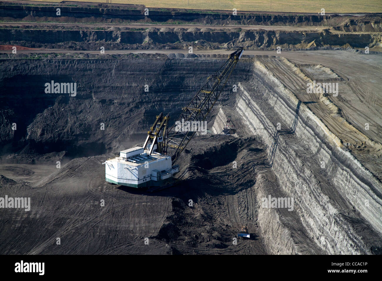 Aerial view of a dragline being used in the process of coal surface ...
