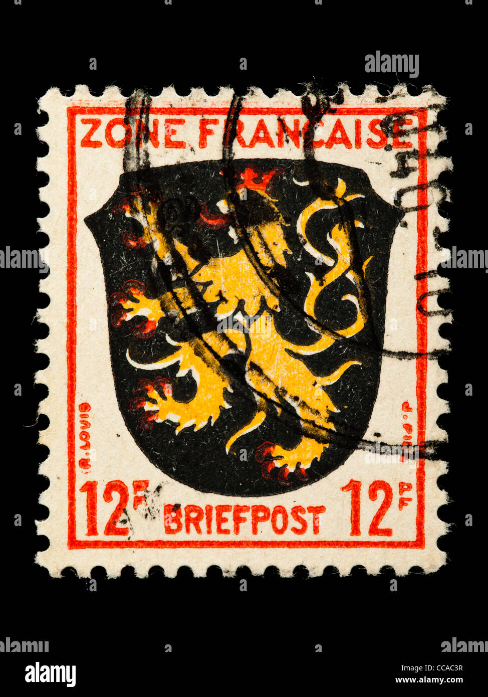 Postage stamp: Germany, Deutsche Post/ French Occupation Zone, 1945, 12 ...
