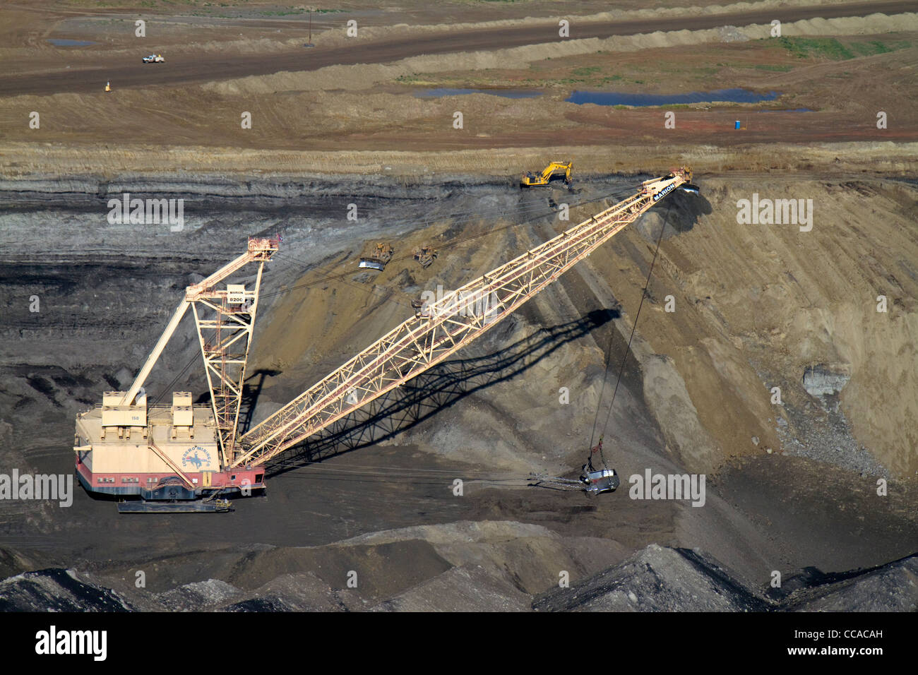 Aerial view of a dragline being used in the process of coal surface ...