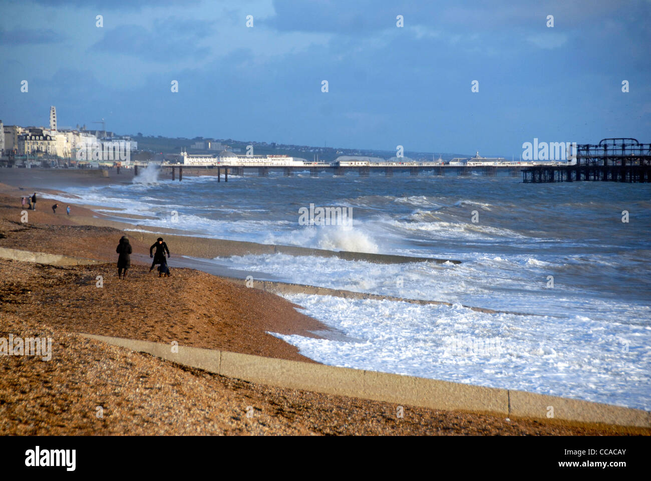 Brighton and Hove beach and sea front on a winters day, UK Stock Photo ...