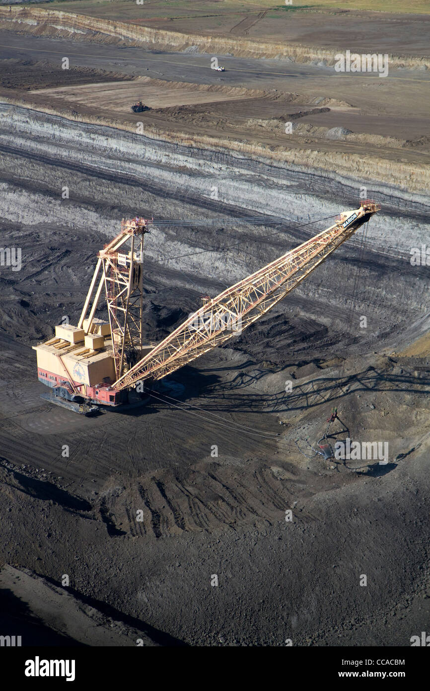Aerial view of a dragline being used in the process of coal surface ...