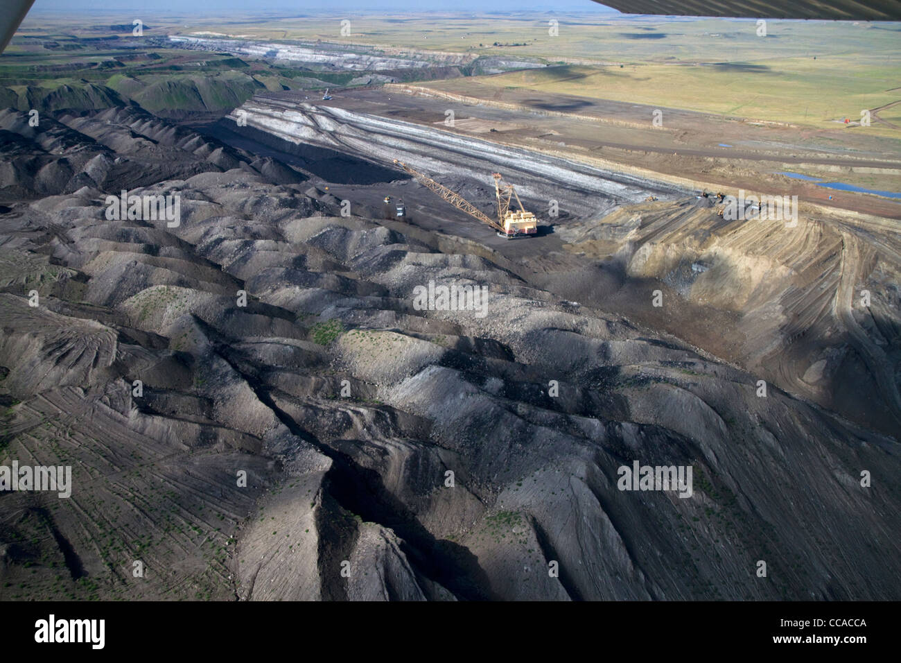 Aerial view of a dragline being used in the process of coal surface ...
