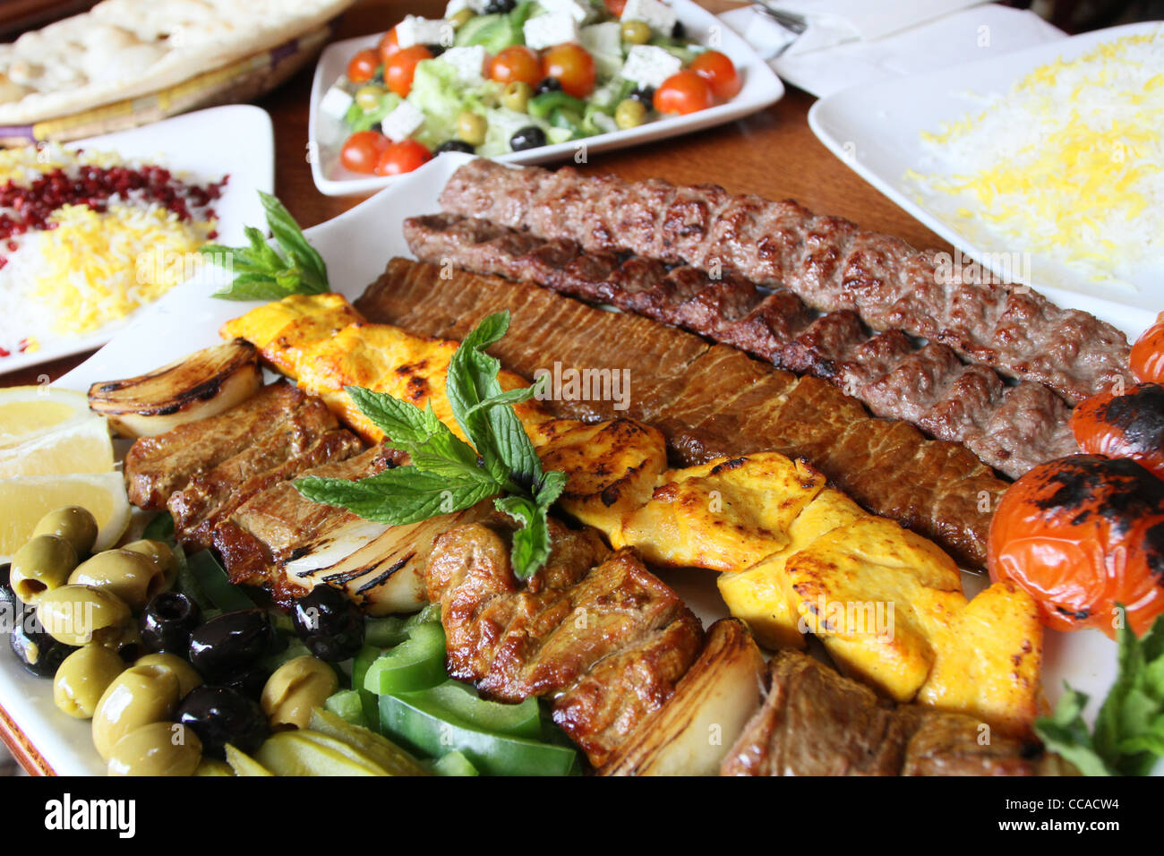 Middle eastern food selection Stock Photo - Alamy