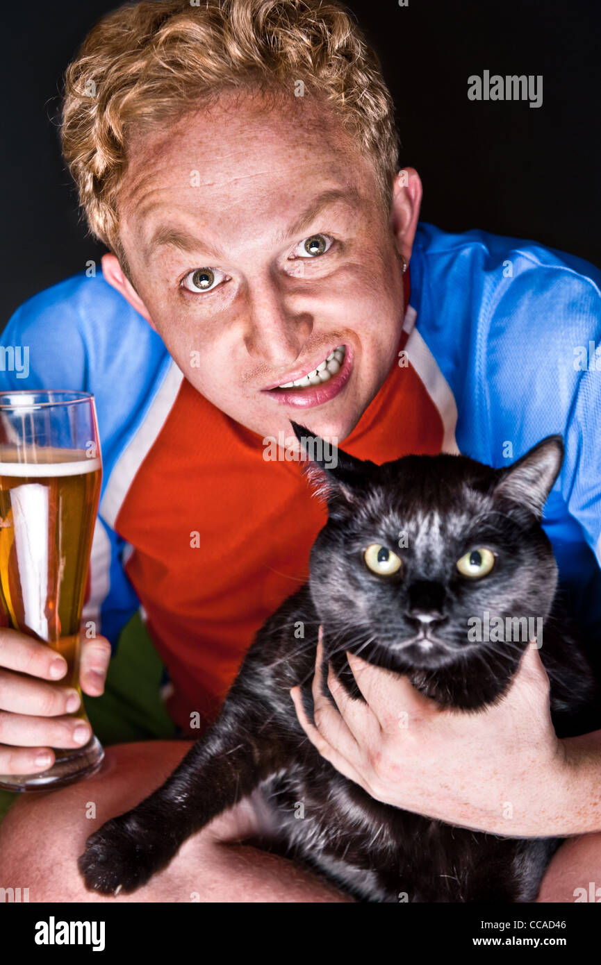 Artistic portrait young man cat hi-res stock photography and images - Alamy