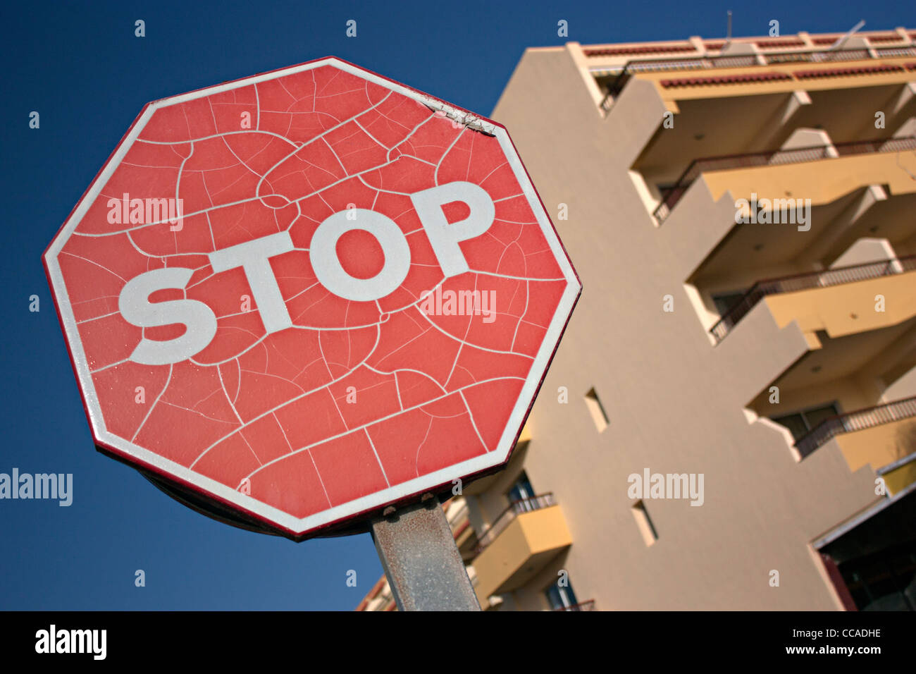 stop sign tenerife spain canaries "canary islands Stock Photo - Alamy
