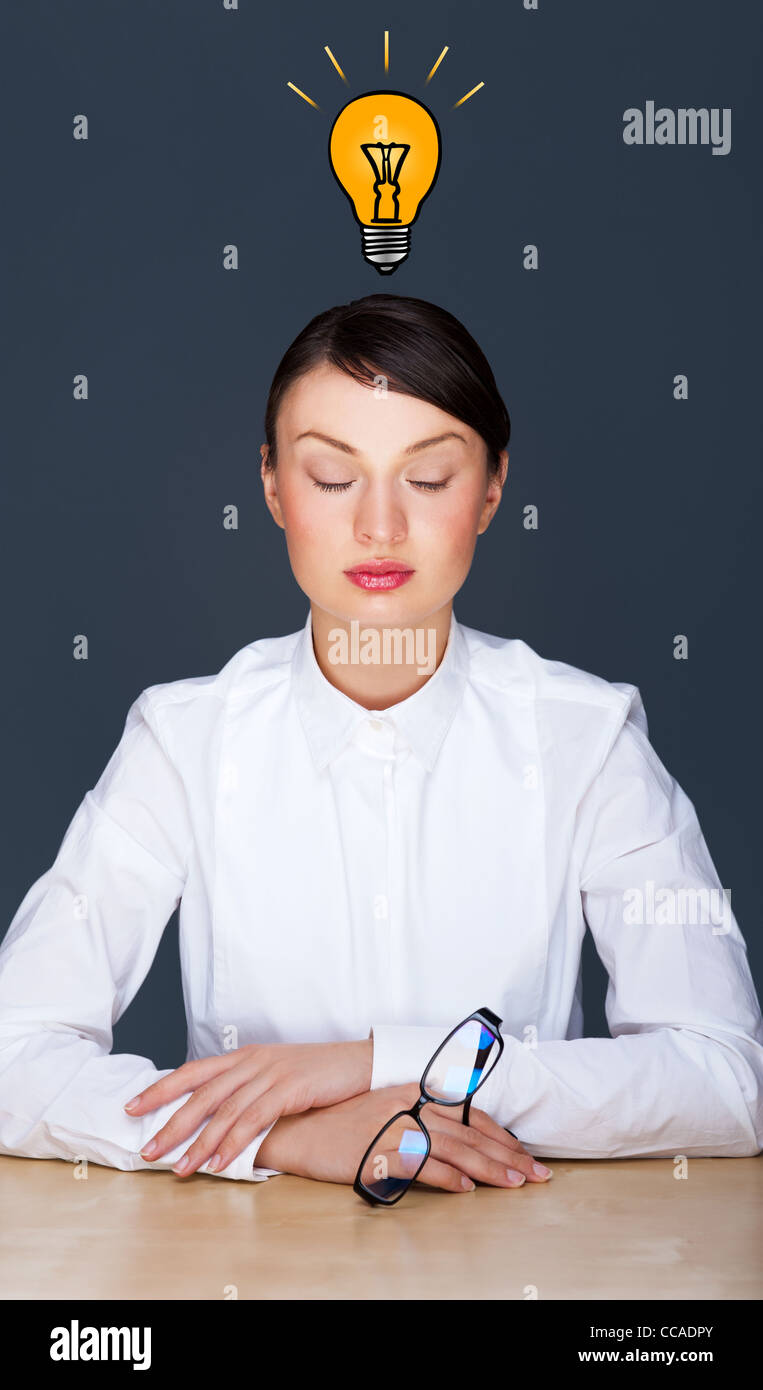 Idea woman - brainstorming. Formal beautiful young businesswoman ...