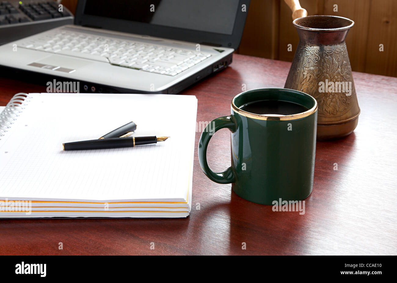 Morning cup coffee before the beginning of work Stock Photo - Alamy