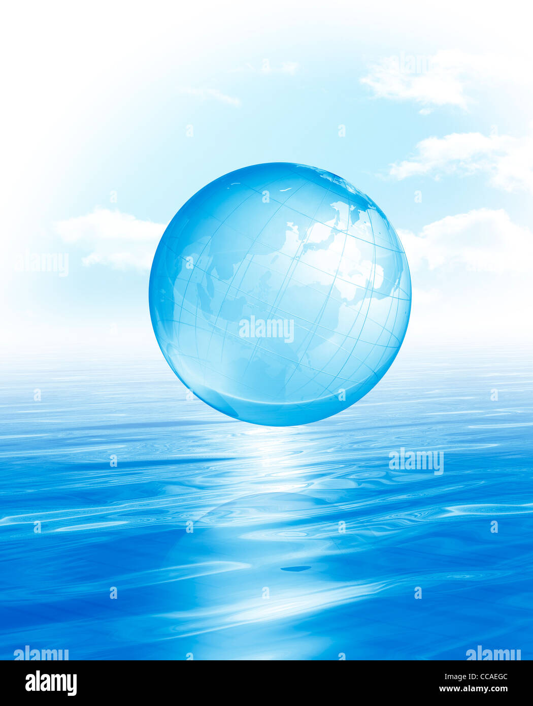 Earth Over Water Surface Stock Photo - Alamy