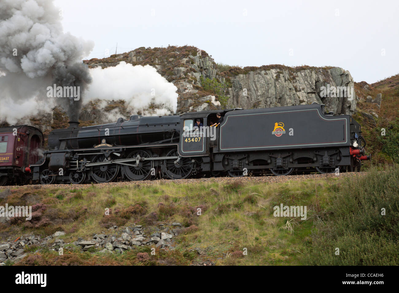 Steam train 'The Jacobite' climbing out of Mallaig Highland Region ...