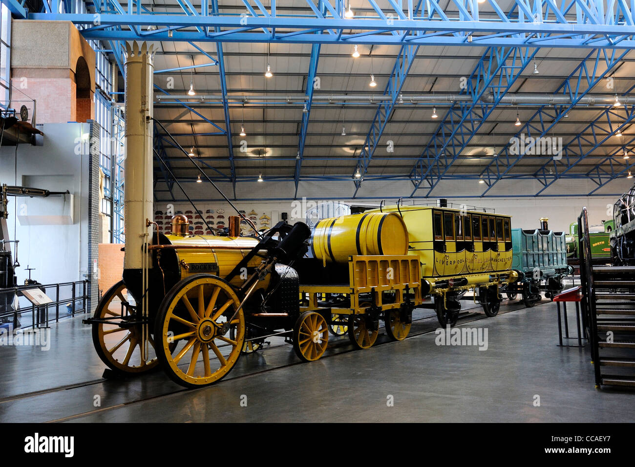 Stephenson's Rocket on display in the national railway museum york ...