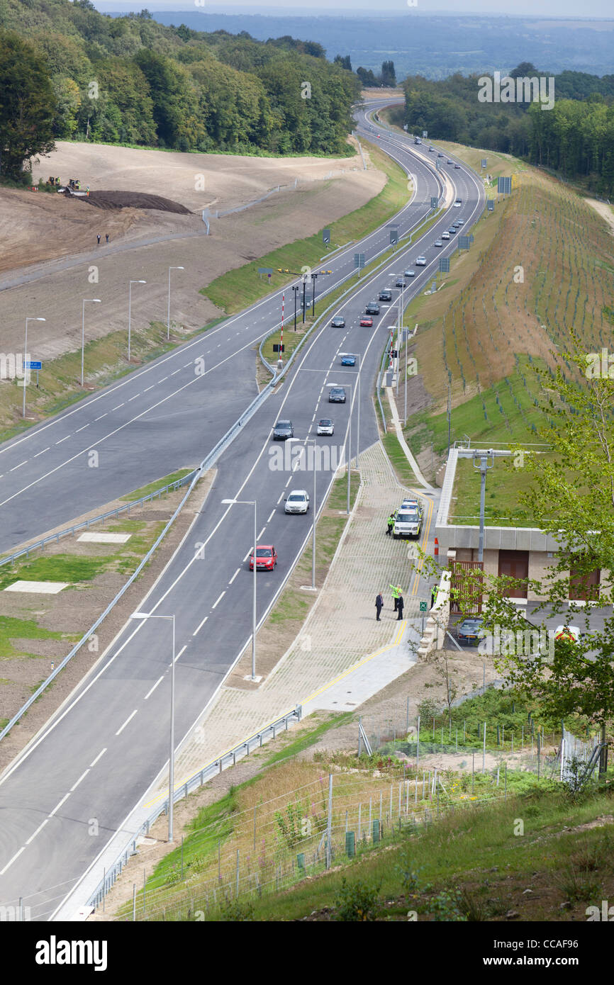 Traffic flows on the southbound carriageway only as the Hindhead Tunnel ...