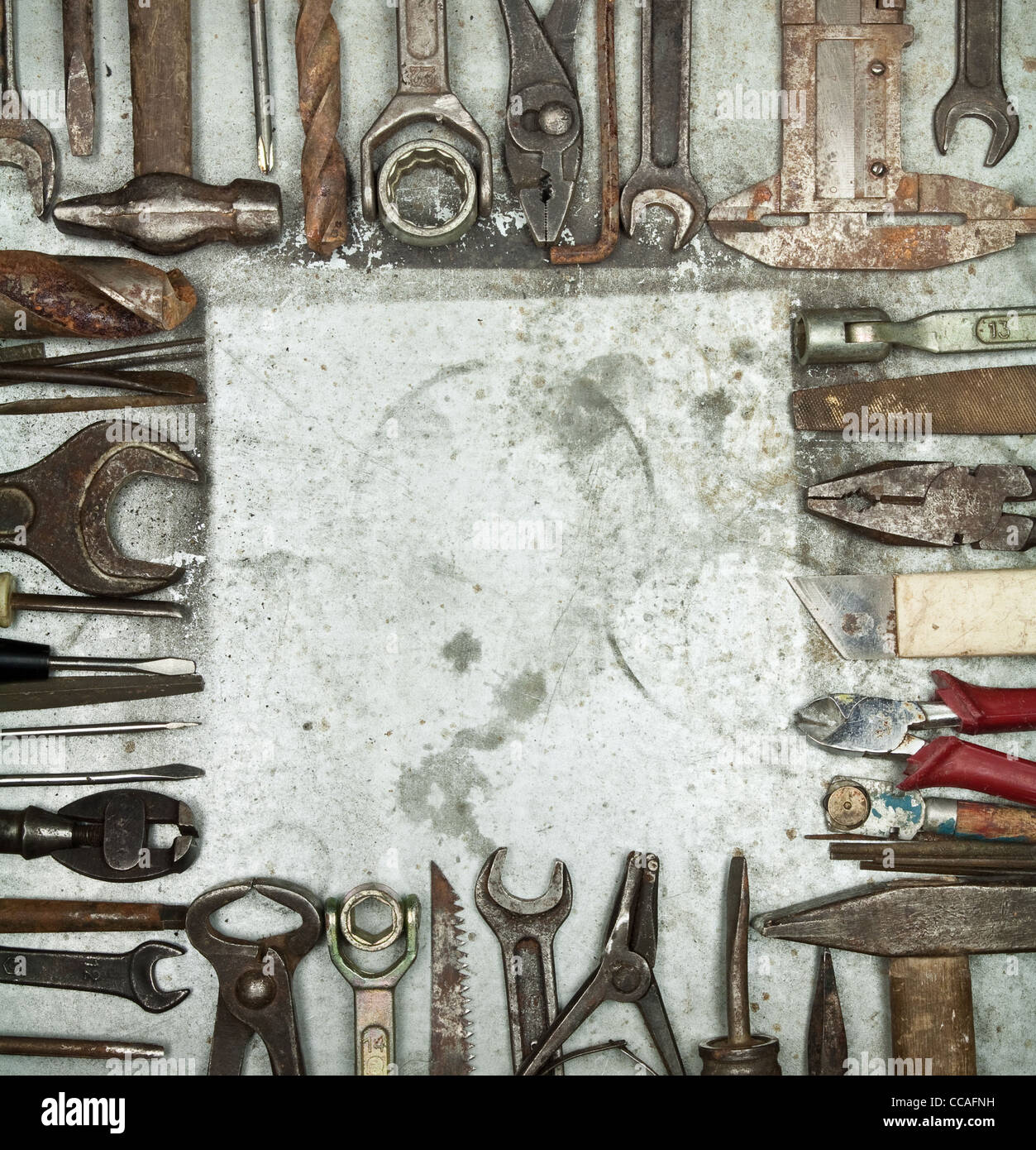 Old tools background with copyspace Stock Photo - Alamy