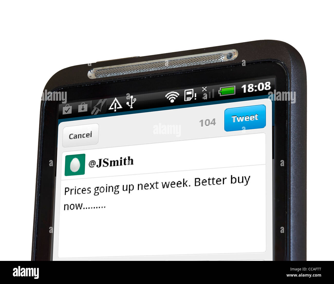 Sending a Tweet via Twitter via an android smartphone Stock Photo - Alamy