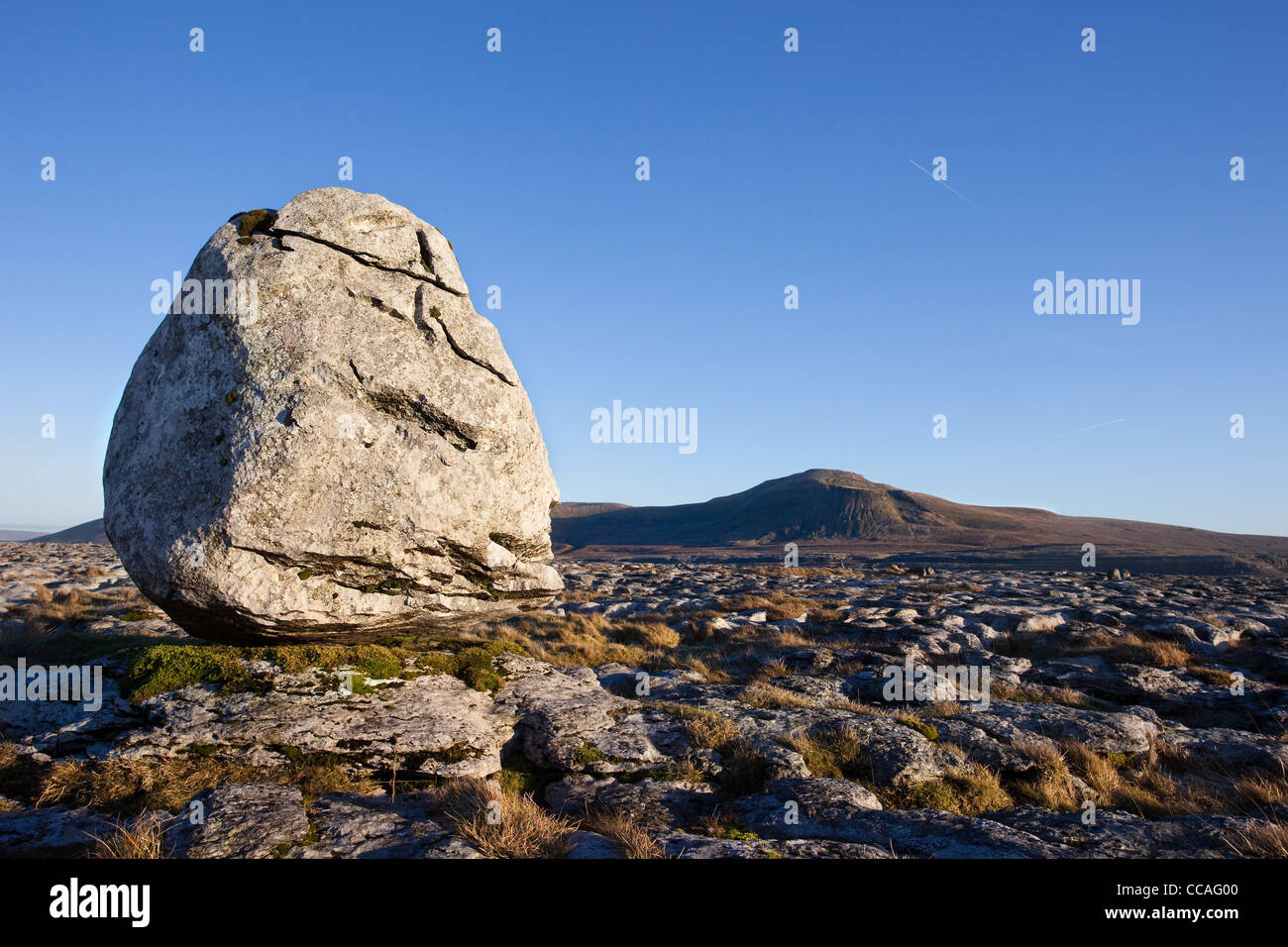 An Erratic Boulder and Limestone Pavement on Twistleton Scars, Chapel ...