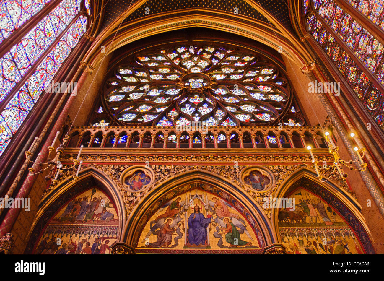 Stained glass windows in Sainte-Chapelle Chapel, Paris, France Stock ...