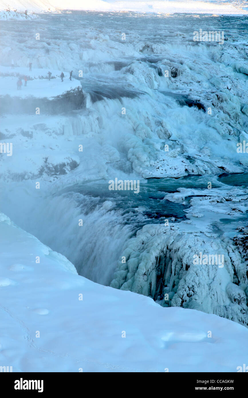 gullfoss waterfall during winter in iceland Stock Photo - Alamy