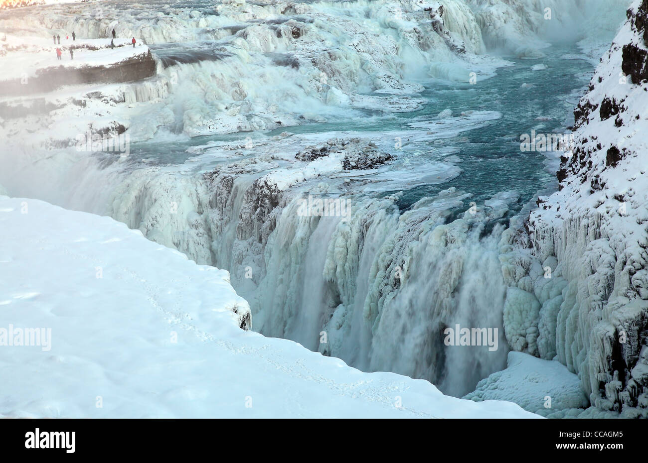 Gullfoss frozen waterfall during winter in Iceland Stock Photo - Alamy