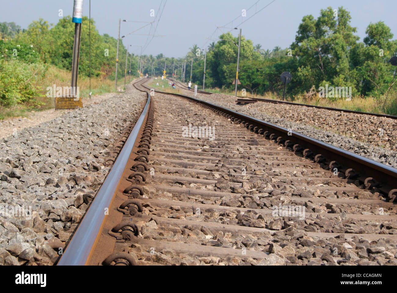 Curved Long and lengthy railway line.A Scene from Indian Railways Stock ...