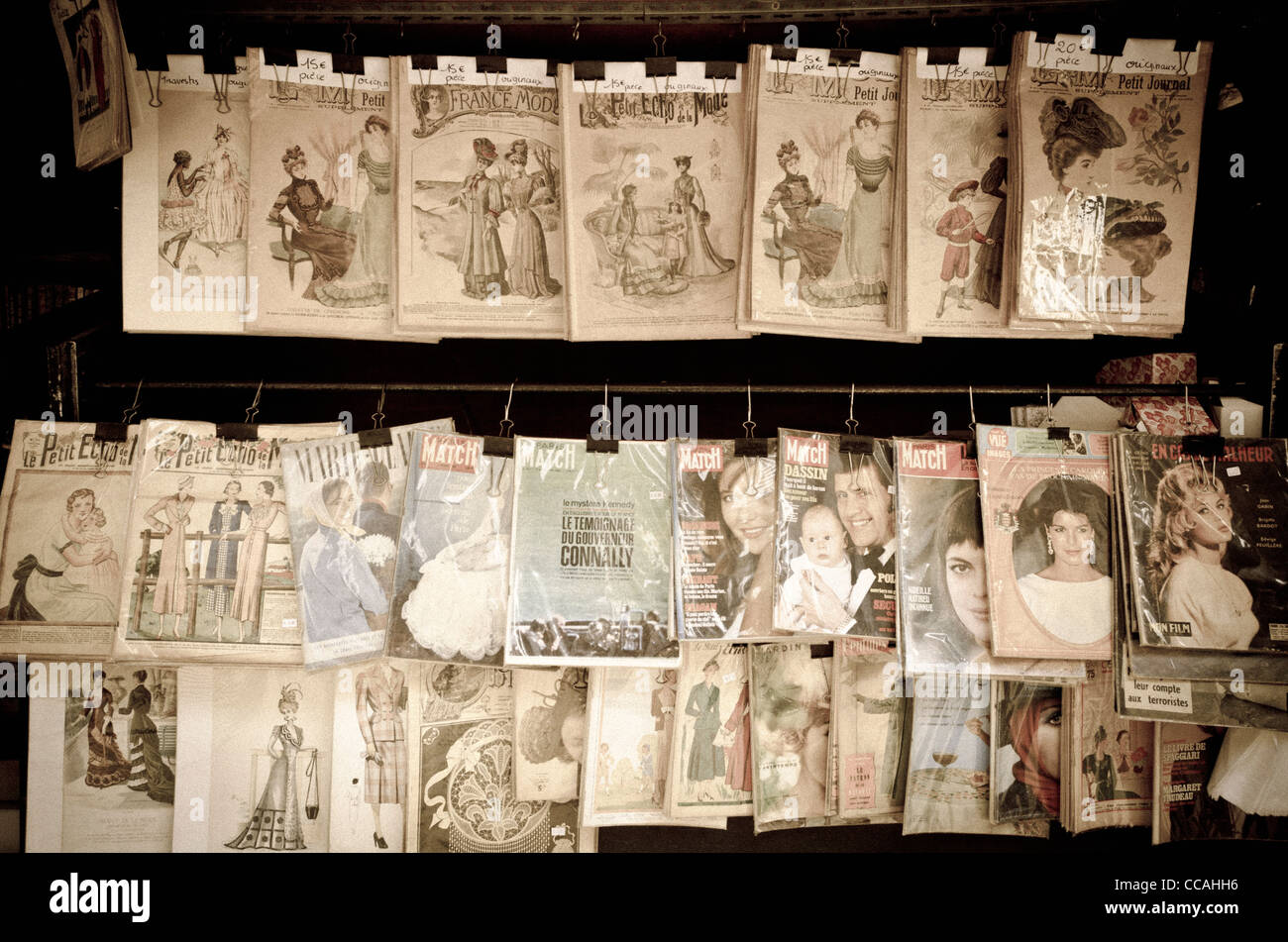 Old books and magazines for sale along the Seine, Paris, France Stock ...