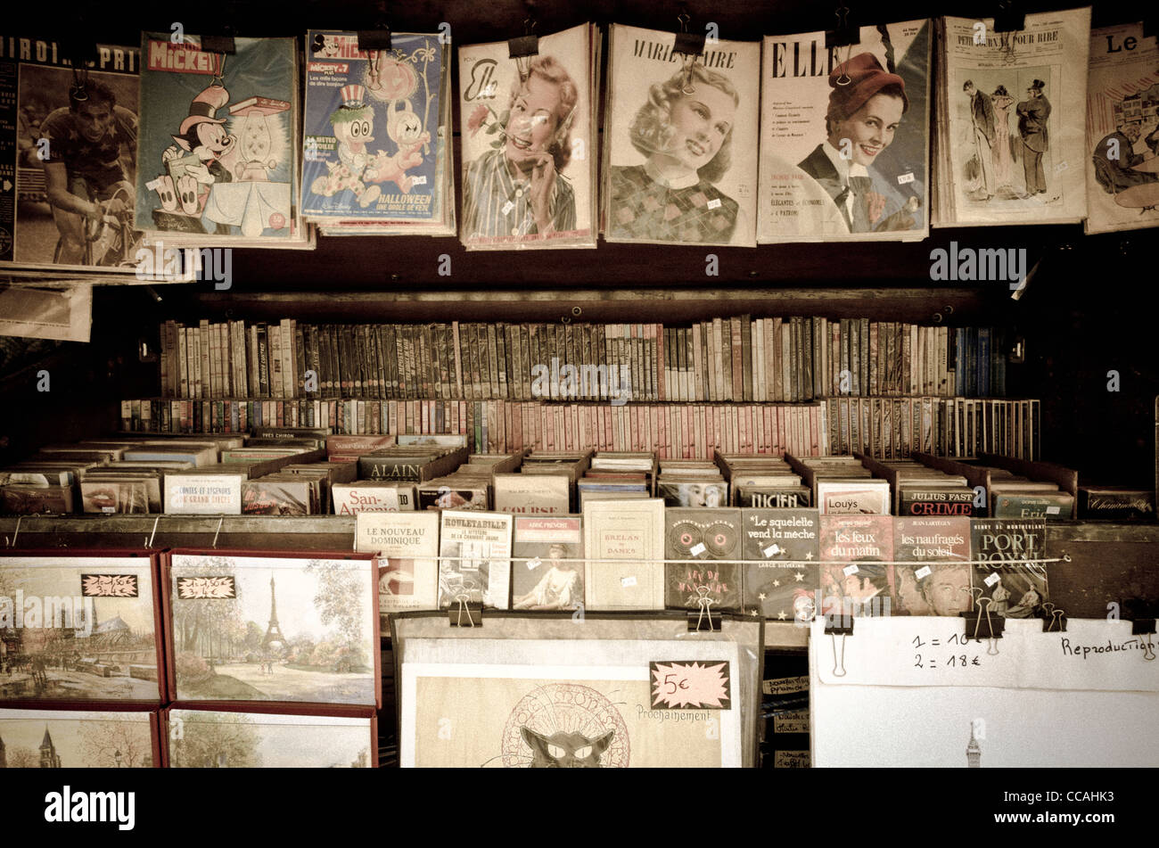 Old books and magazines for sale along the Seine, Paris, France Stock ...