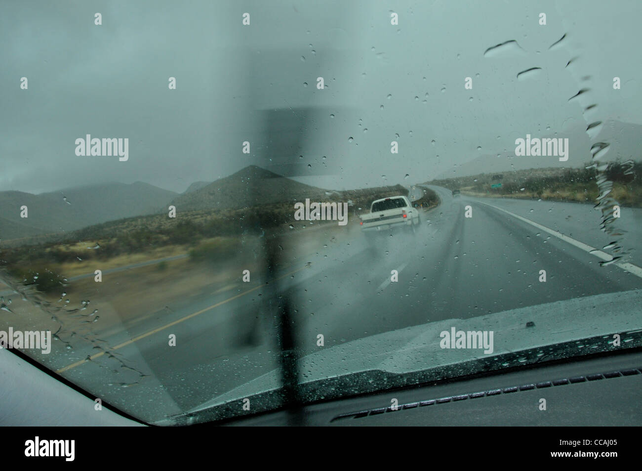 Traffic moves through rain on Interstate 10 in Benson, Arizona, USA ...