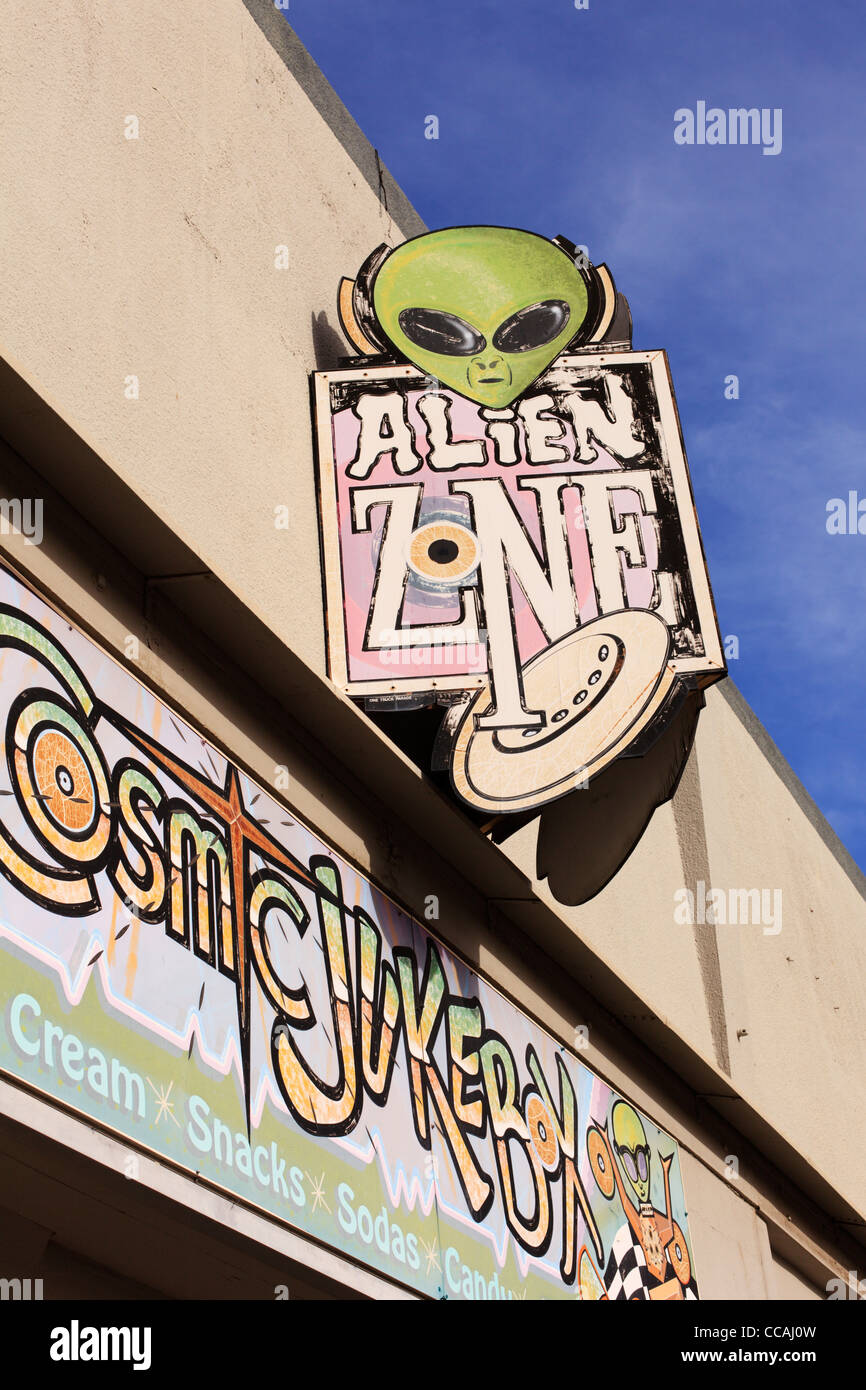 Alien Zone store sign in Roswell, New Mexico Stock Photo - Alamy