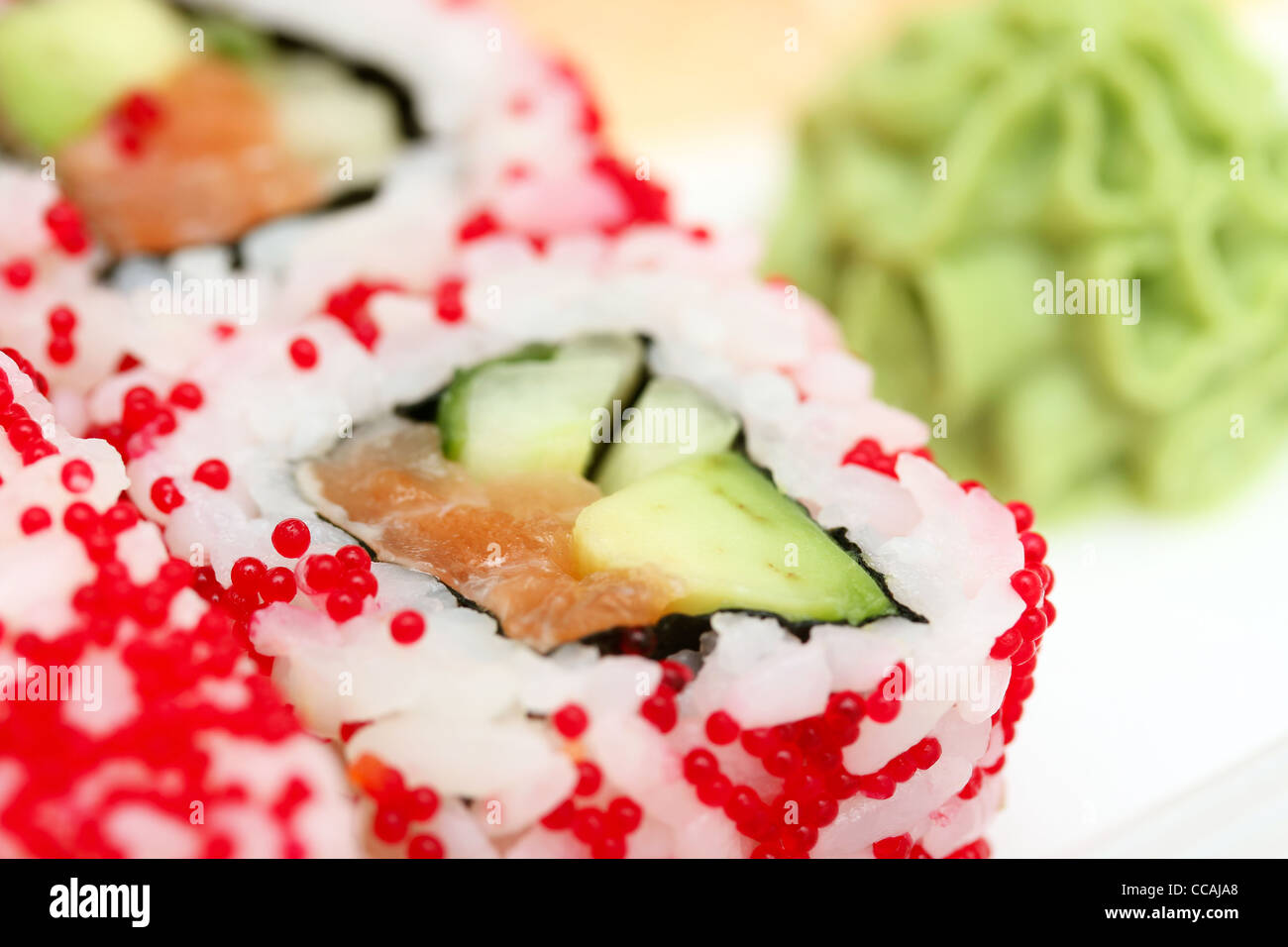Sushi roll and wasabi , closeup Stock Photo - Alamy