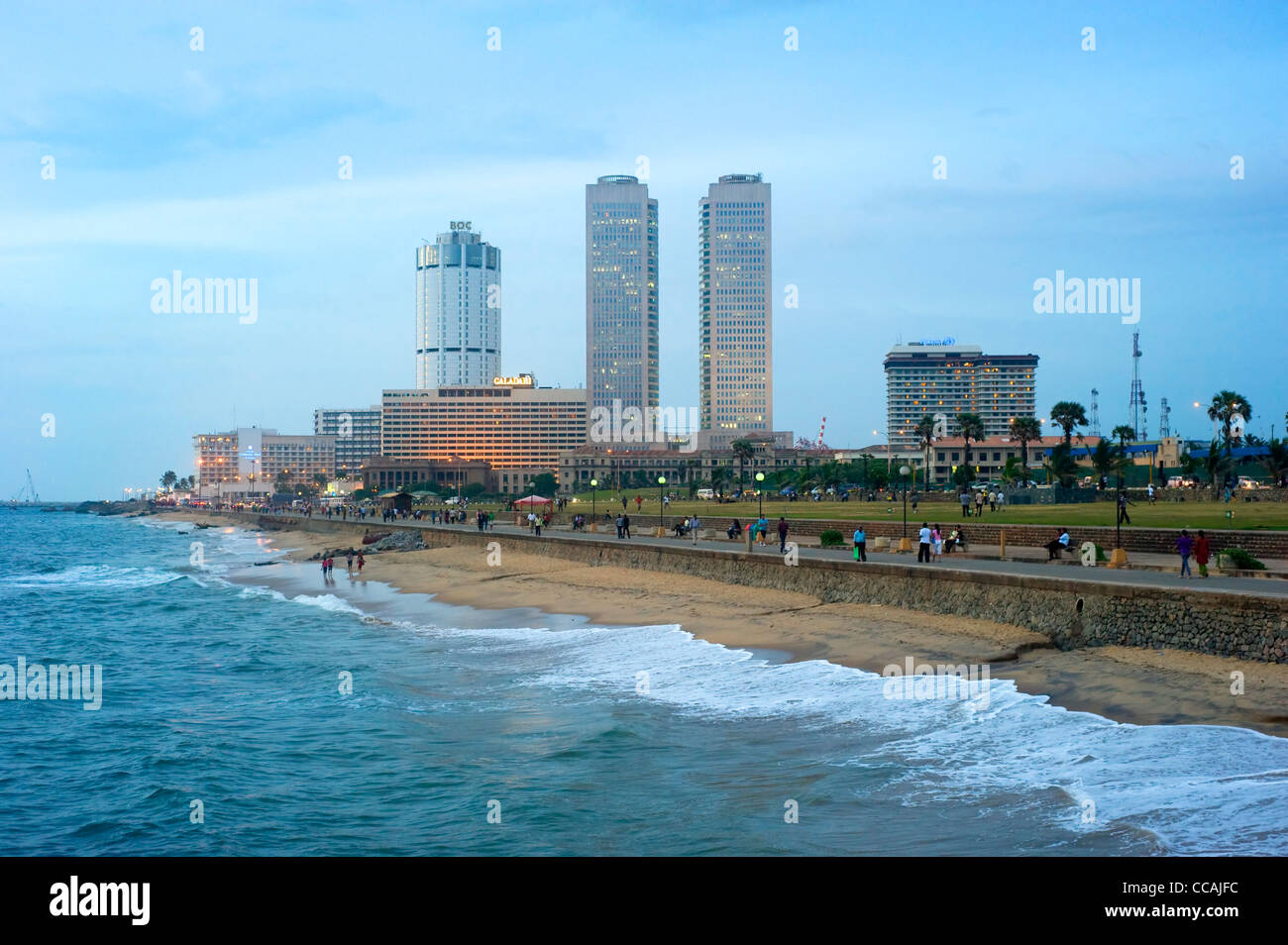 Panorama of Colombo in the evening. Colombo is the largest city and ...