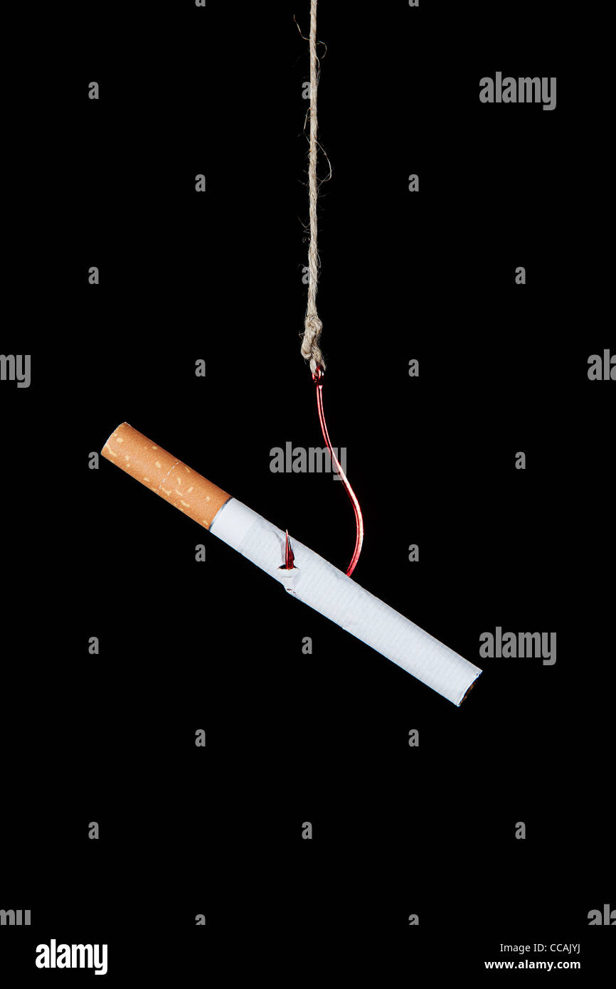 cigarette hanging on the fishhook Stock Photo - Alamy