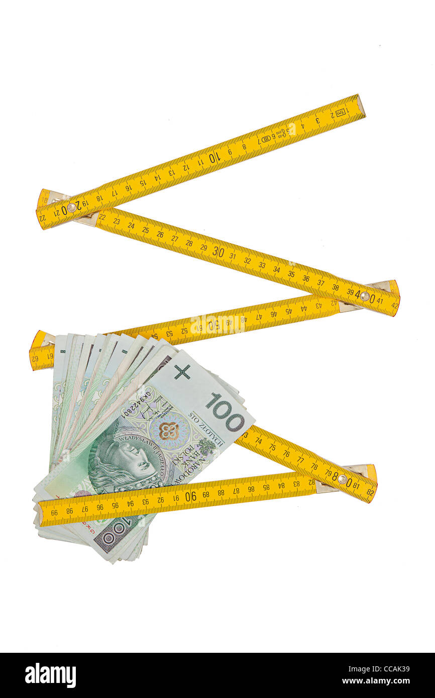 bunch of money notes and measuring tape Stock Photo - Alamy
