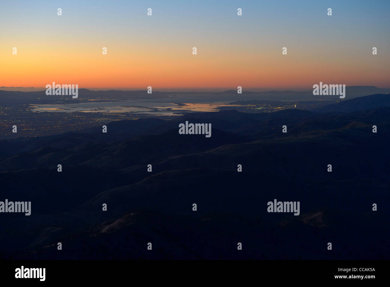 San Francisco Bay Area at sunset seen from James Lick Observatory on Mt ...