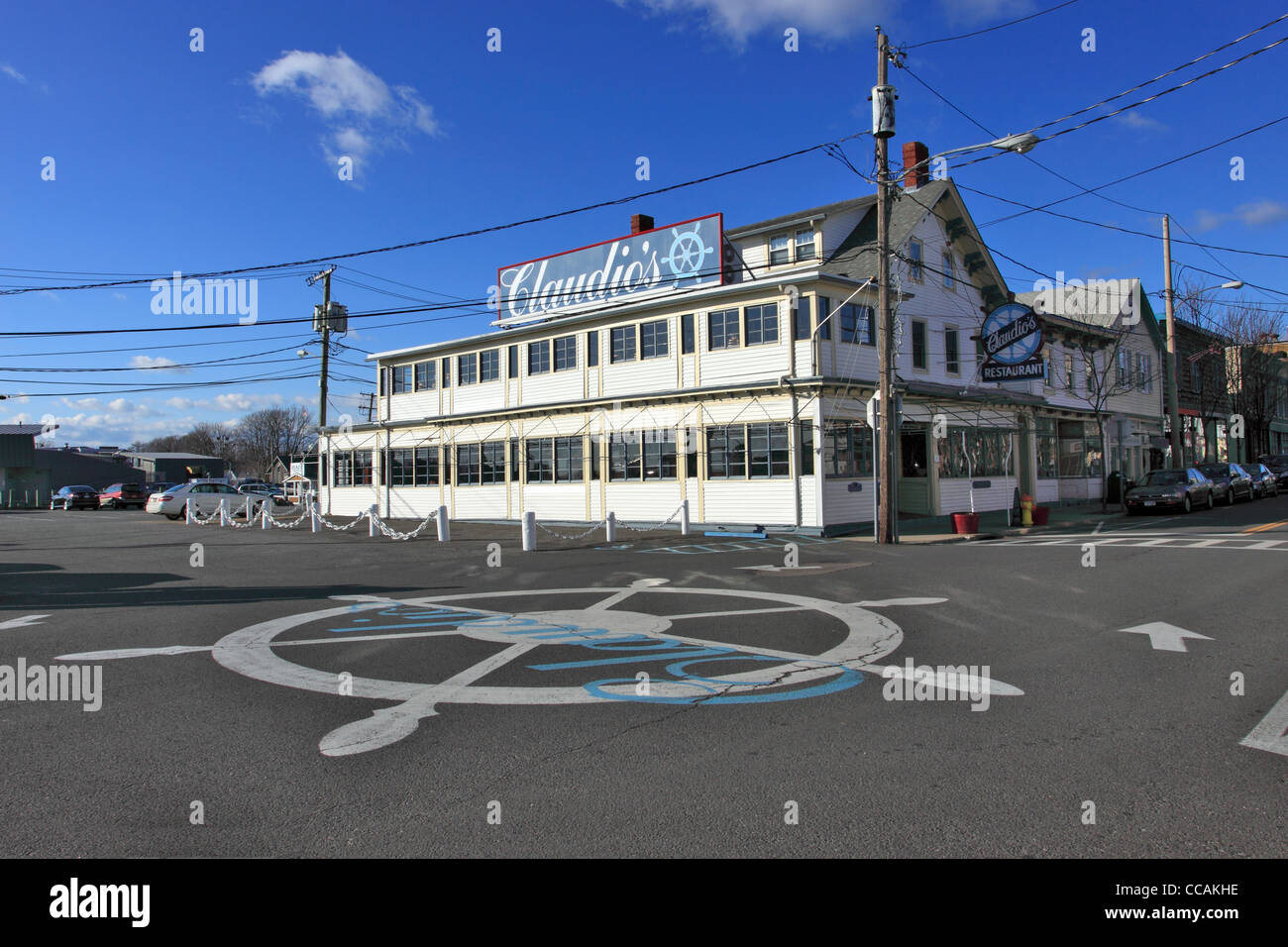 Claudio's seafood restaurant on the wharf at Greenport harbor on the ...