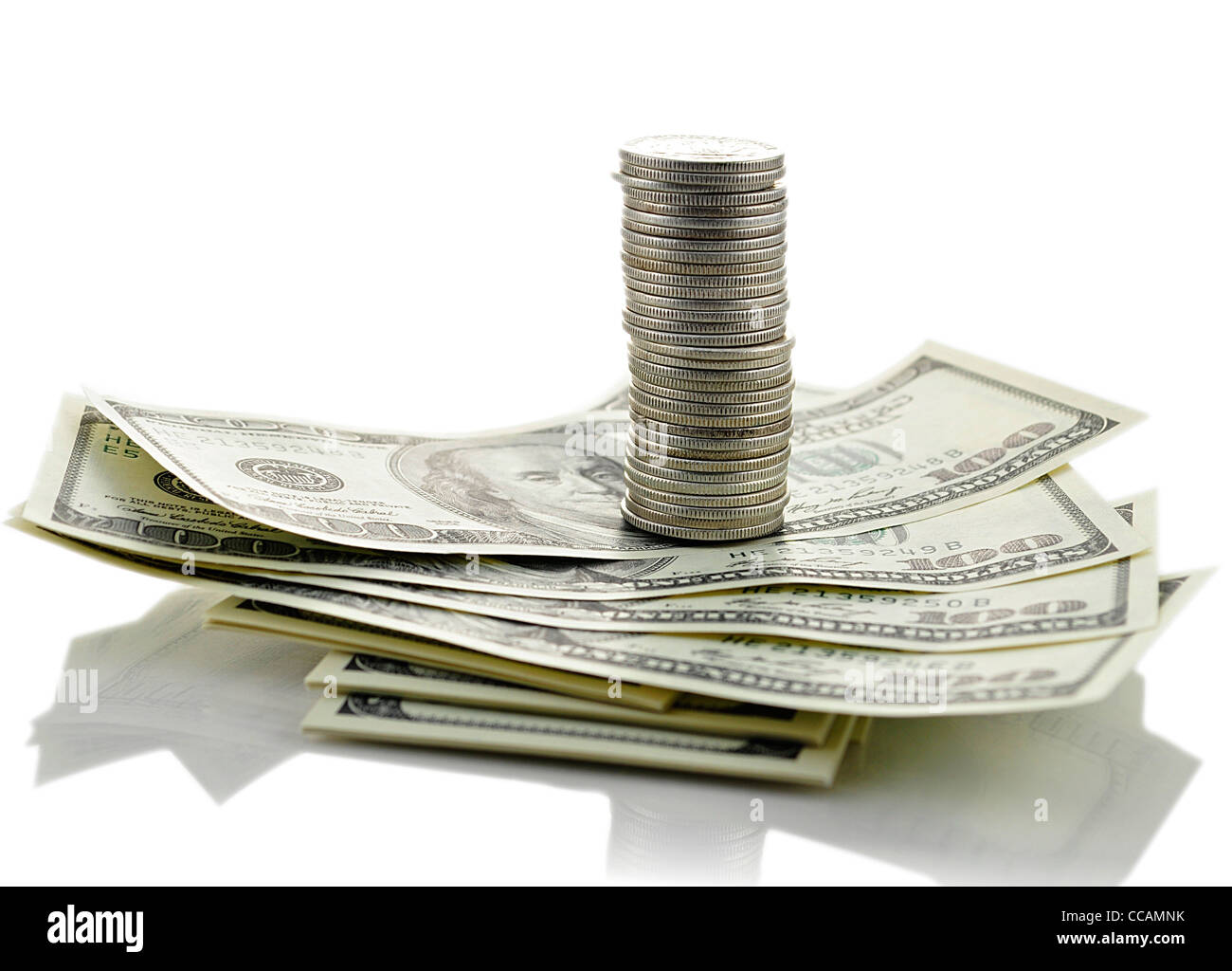 american money on white background Stock Photo - Alamy