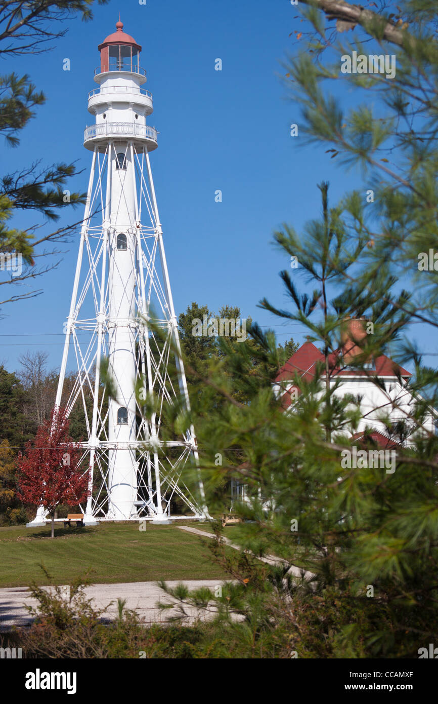 Rawley Point Lighthouse by Lake Michigan Stock Photo - Alamy